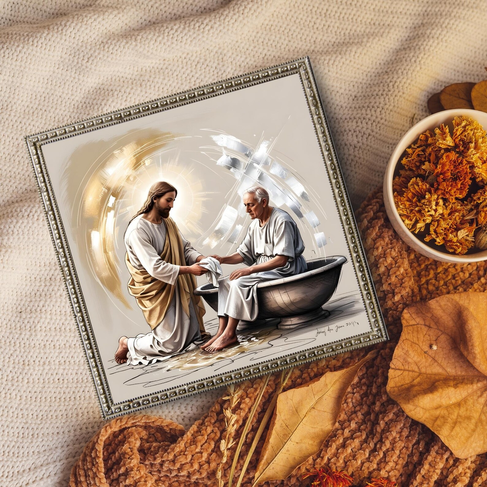Jesus Washing Feet Art Print, Jesus Washing Disciples' Feet Wall Art ...