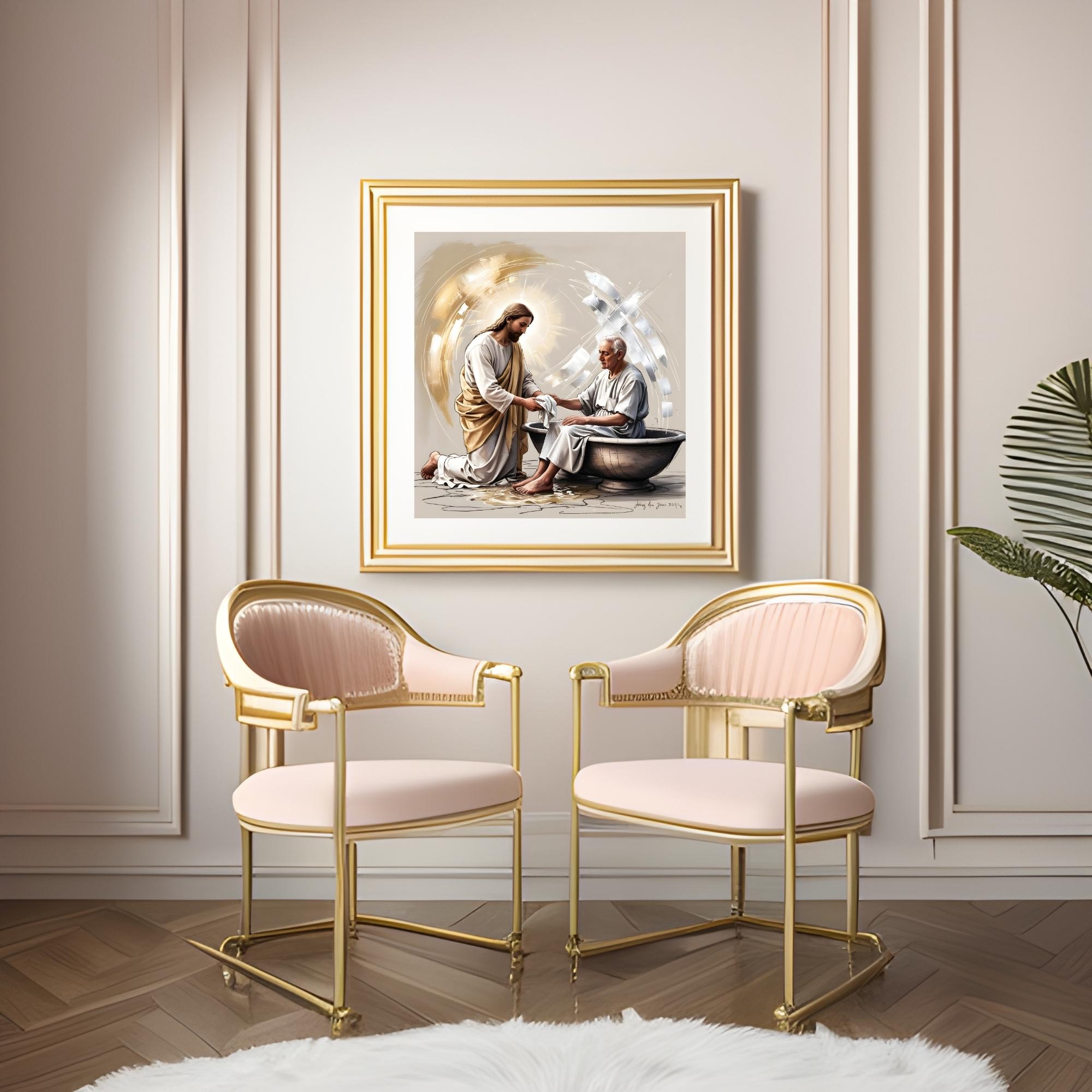 Jesus Washing Feet Art Print, Jesus Washing Disciples' Feet Wall Art ...