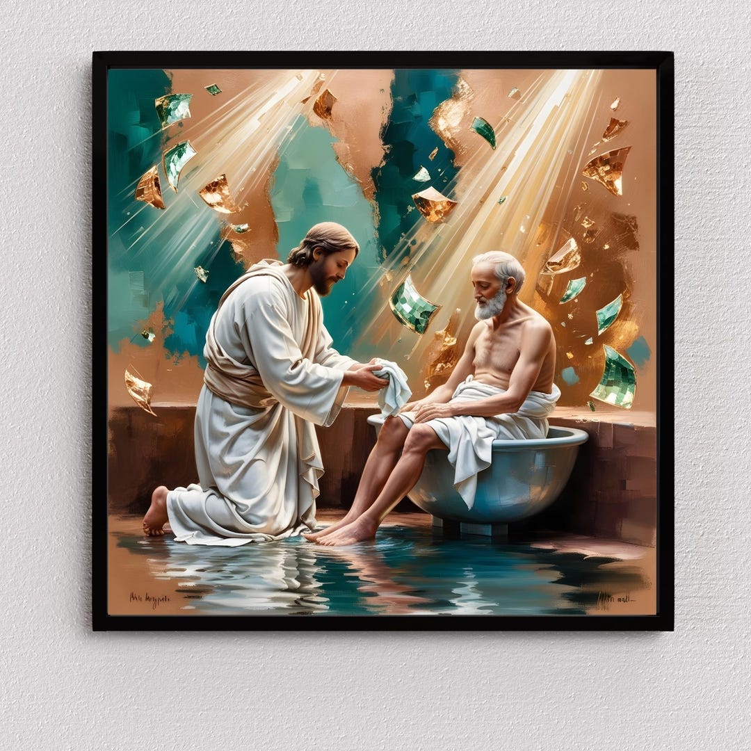 Jesus Washing Feet Wall Art – Foot Washing Bible Story, Jesus Washing ...