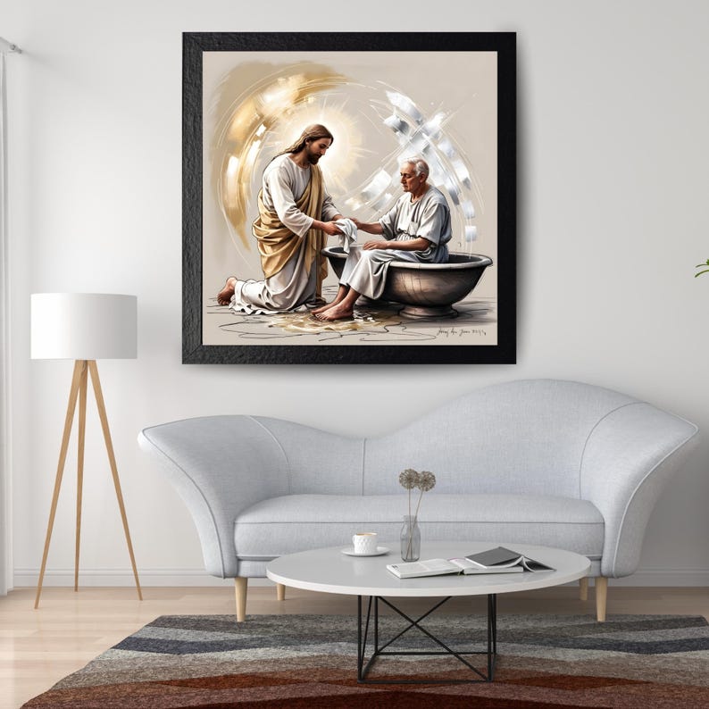 Jesus Washing Feet Art Print, Jesus Washing Disciples' Feet Wall Art ...