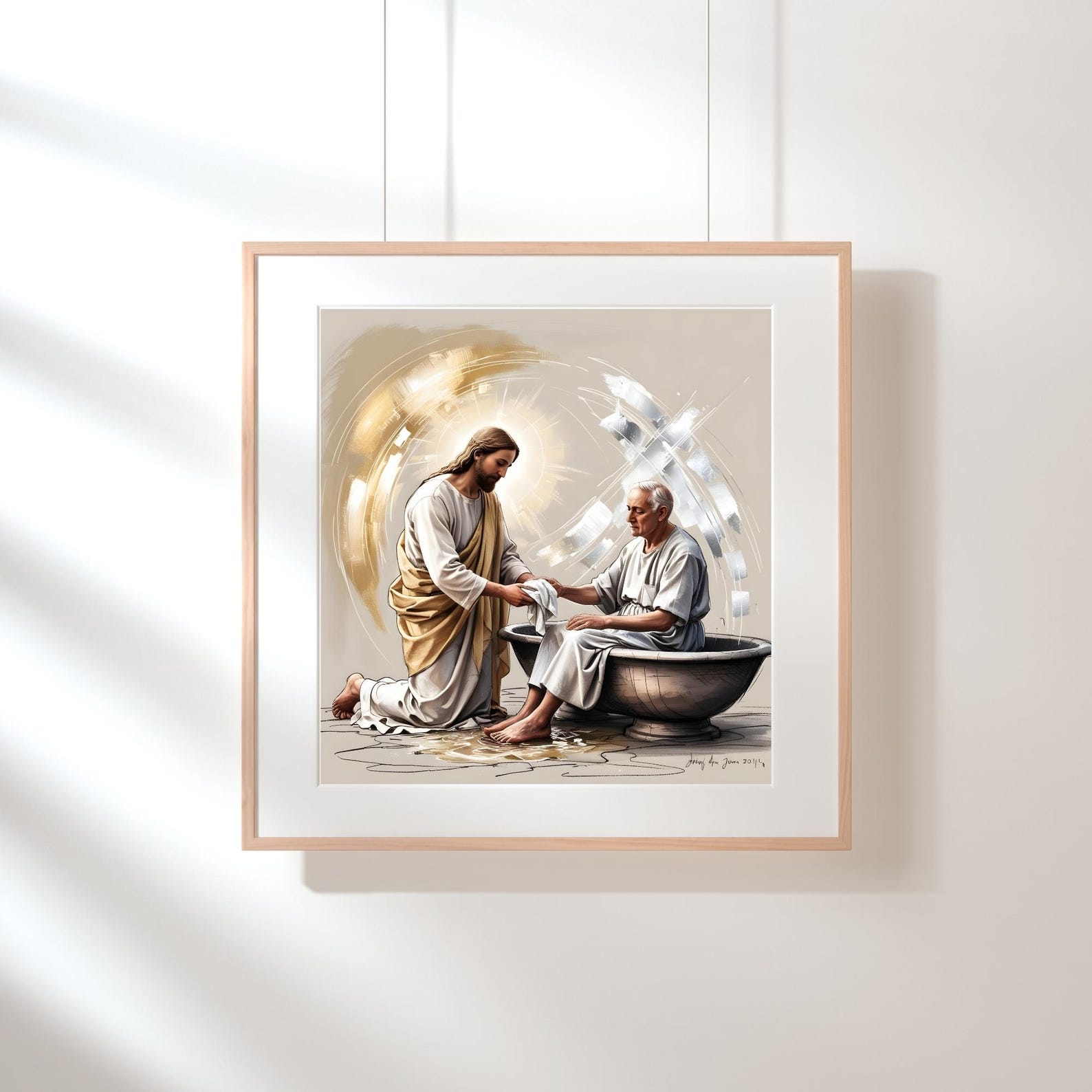 Jesus Washing Feet Art Print, Jesus Washing Disciples' Feet Wall Art ...