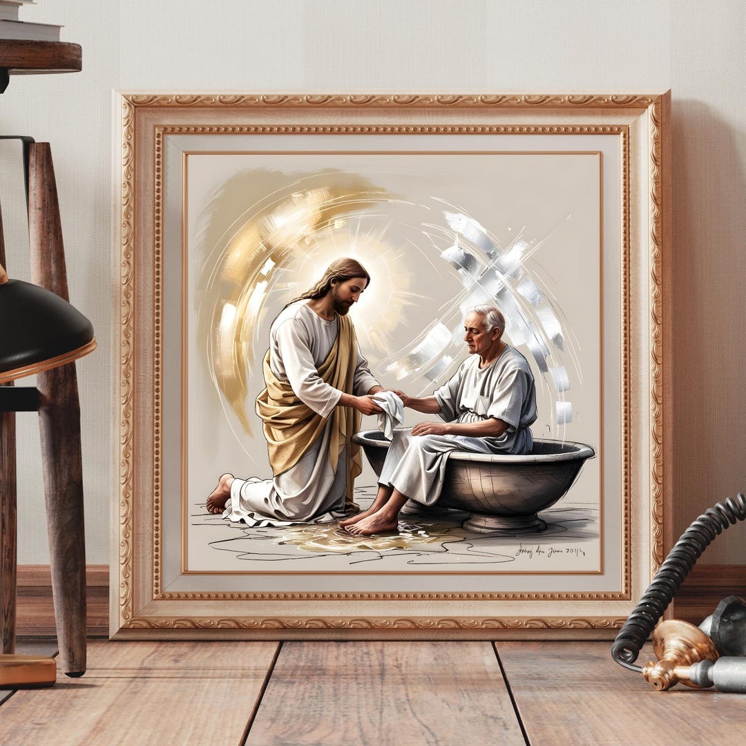 Jesus Washing Feet Art Print, Jesus Washing Disciples' Feet Wall Art ...