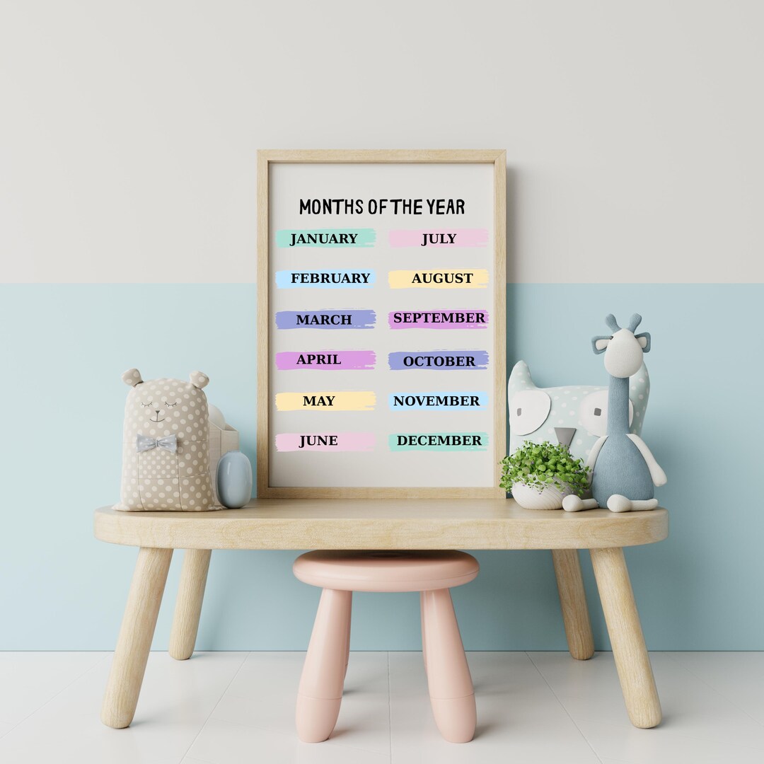 Months of the Year Educational Poster · Rainbow Learning Printable ...