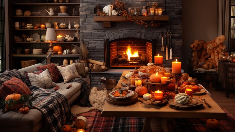 Thanksgiving Fall Virtual Backgrounds 31 Pack Zoom Skype Webex Google ...