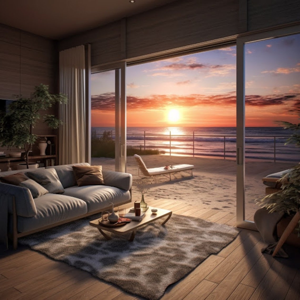 Sunset Paradise Living Room Zoom Backgrounds 9 Count Scenic View Sunset ...