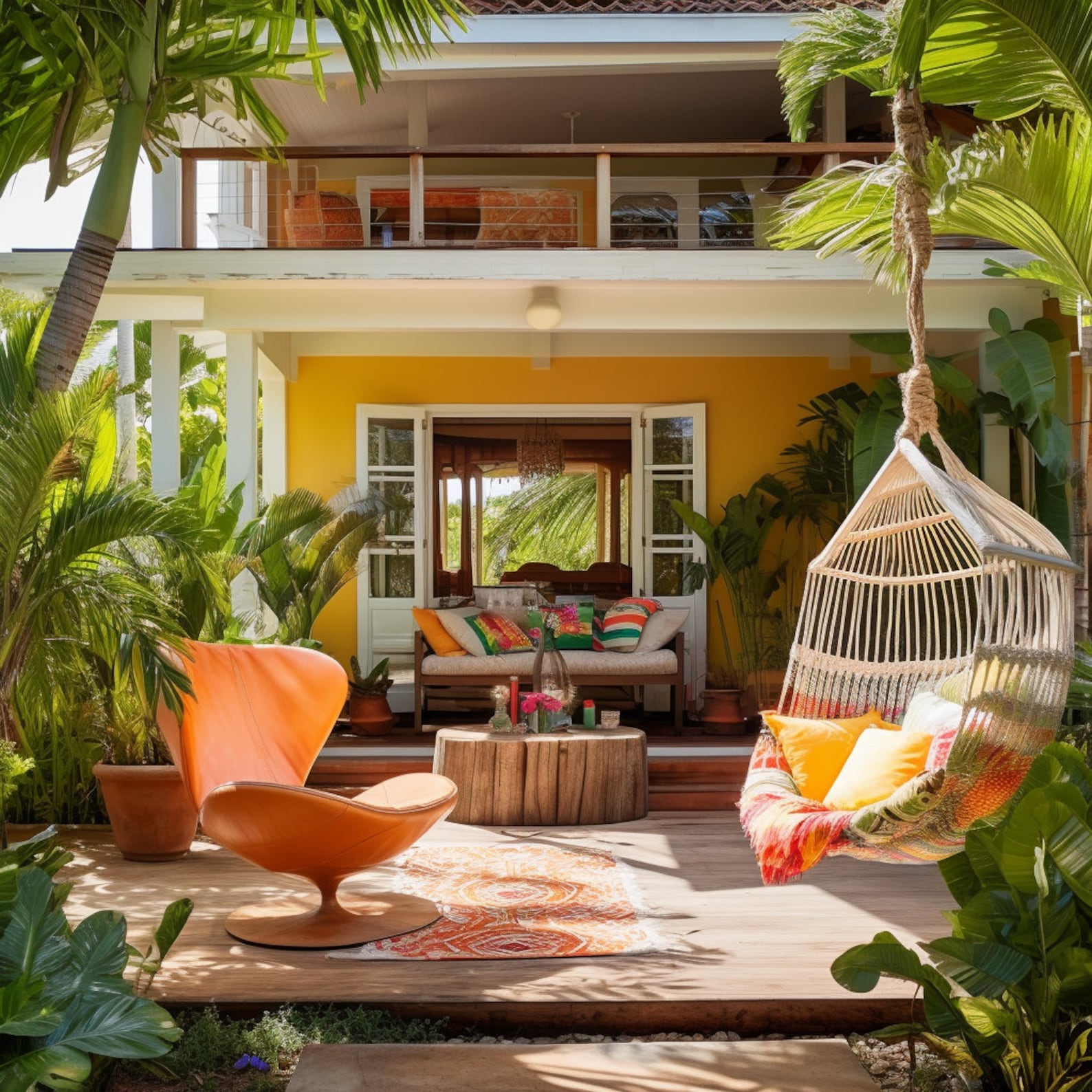 Tropical Office Virtual Backgrounds Floral Plants Palm Trees Colorful ...