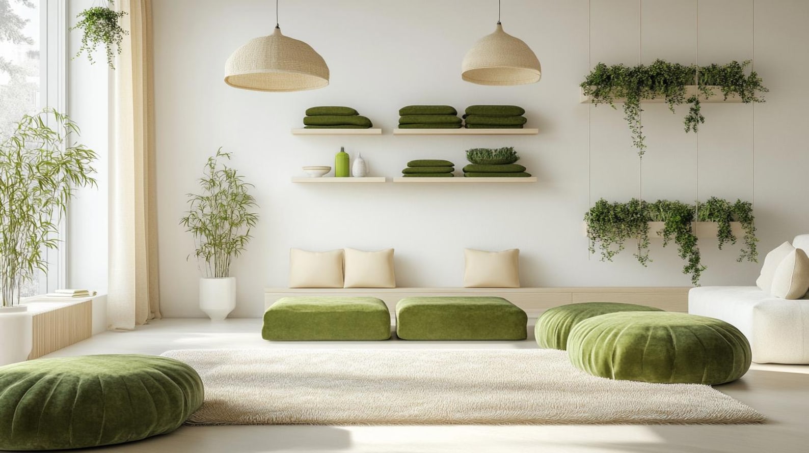 Green & Beige Living Room Virtual Backgrounds 17 Pack for Zoom Skype ...