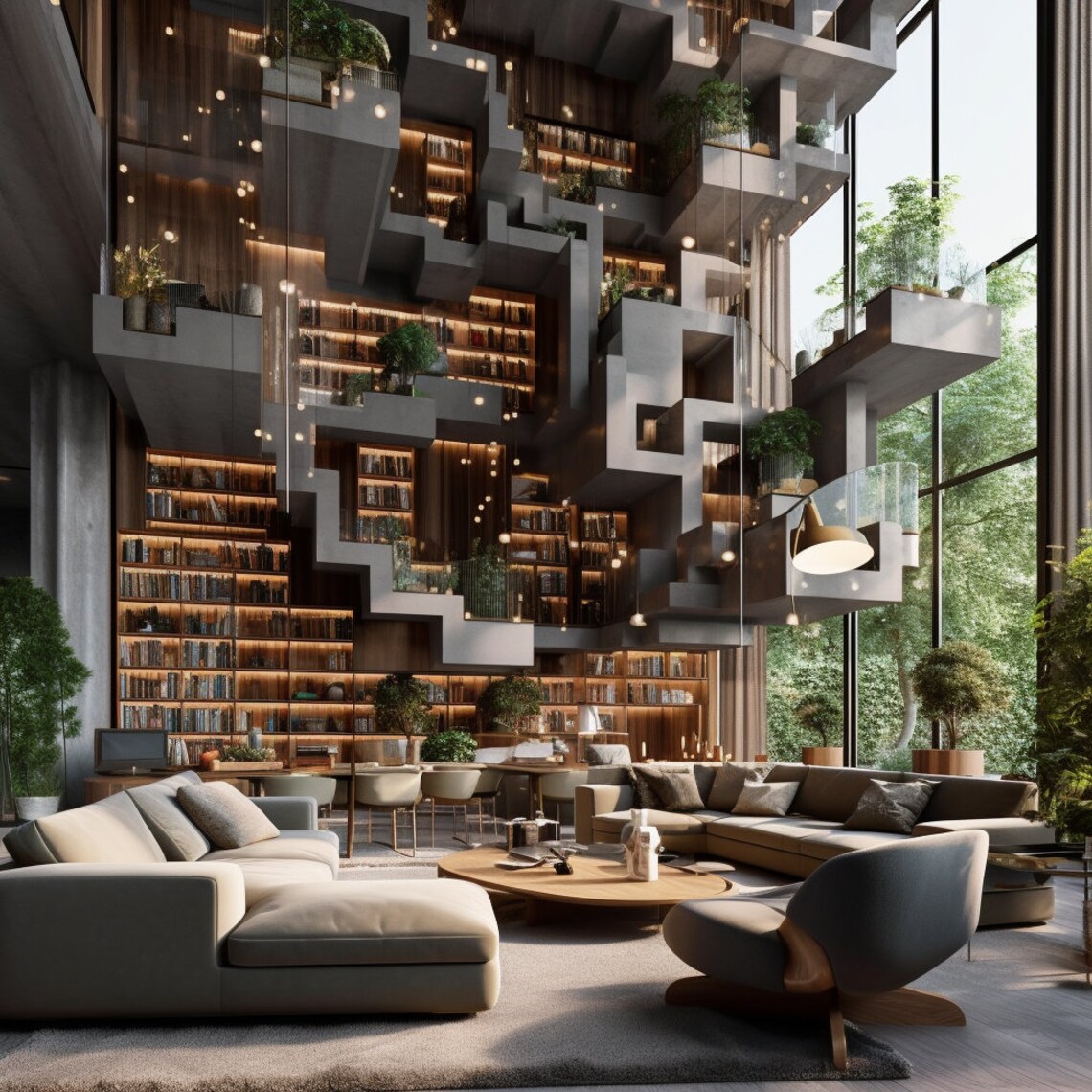 Modern Nook Bookshelf Virtual Backgrounds Professional Virtual Modern ...