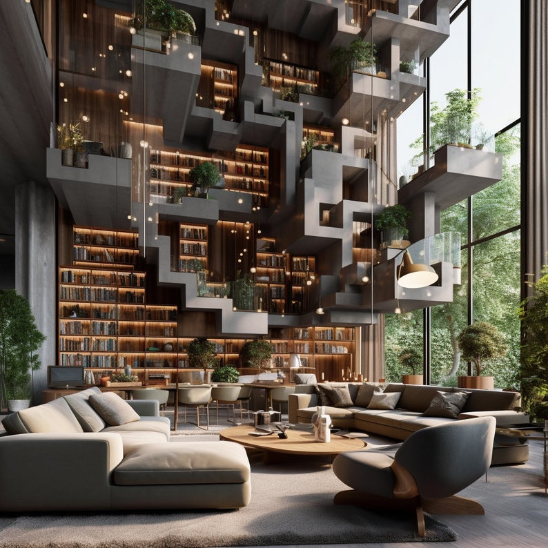 Modern Nook Bookshelf Virtual Backgrounds Professional Virtual Modern ...