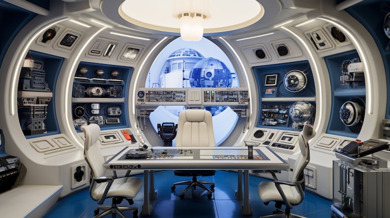 Star Wars Virtual Office Backgrounds Spaceship Bookshelves Lounge Chair ...