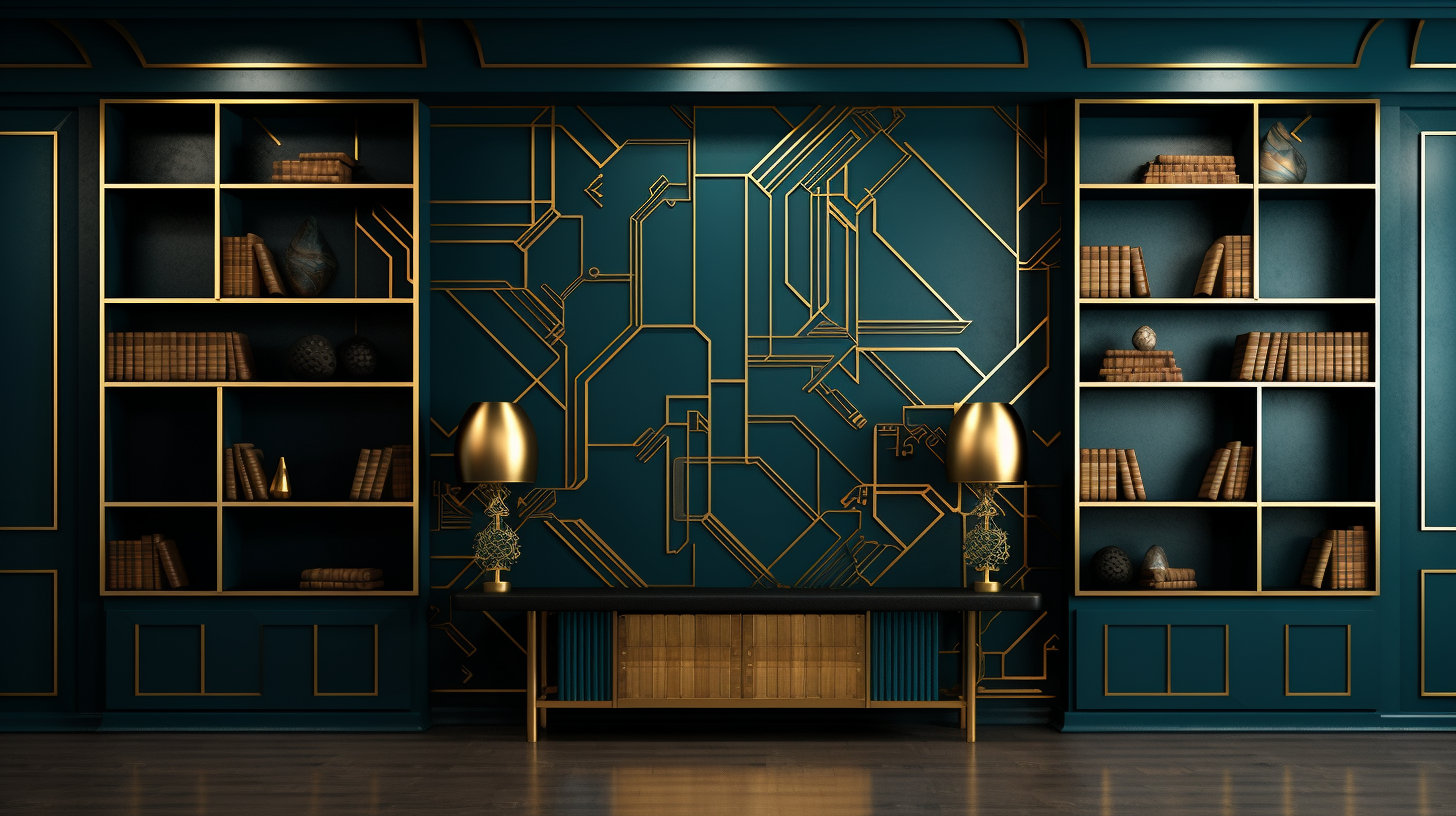 Teal Blue Luxe Library With Shelves Virtual Backgrounds 28 Pack Zoom ...