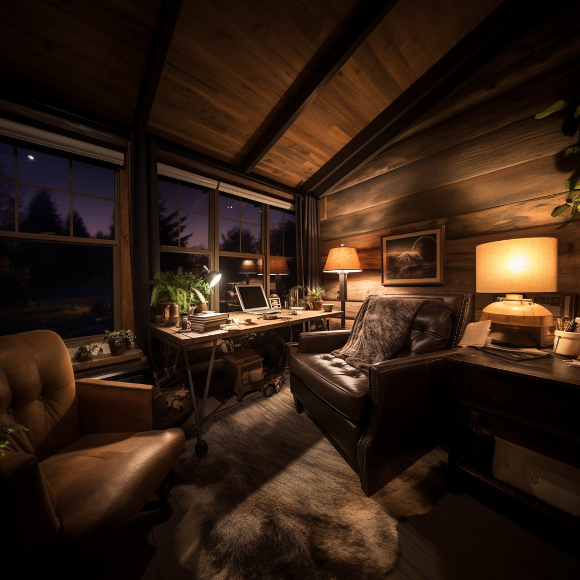 Rustic Retreat| Modern Cabin Virtual Backgrounds| 7 Pack | Zoom, Google ...