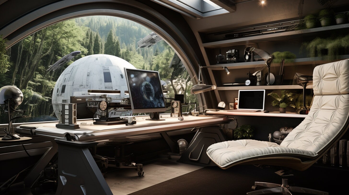 Star Wars Virtual Office Backgrounds Spaceship Bookshelves Lounge Chair ...