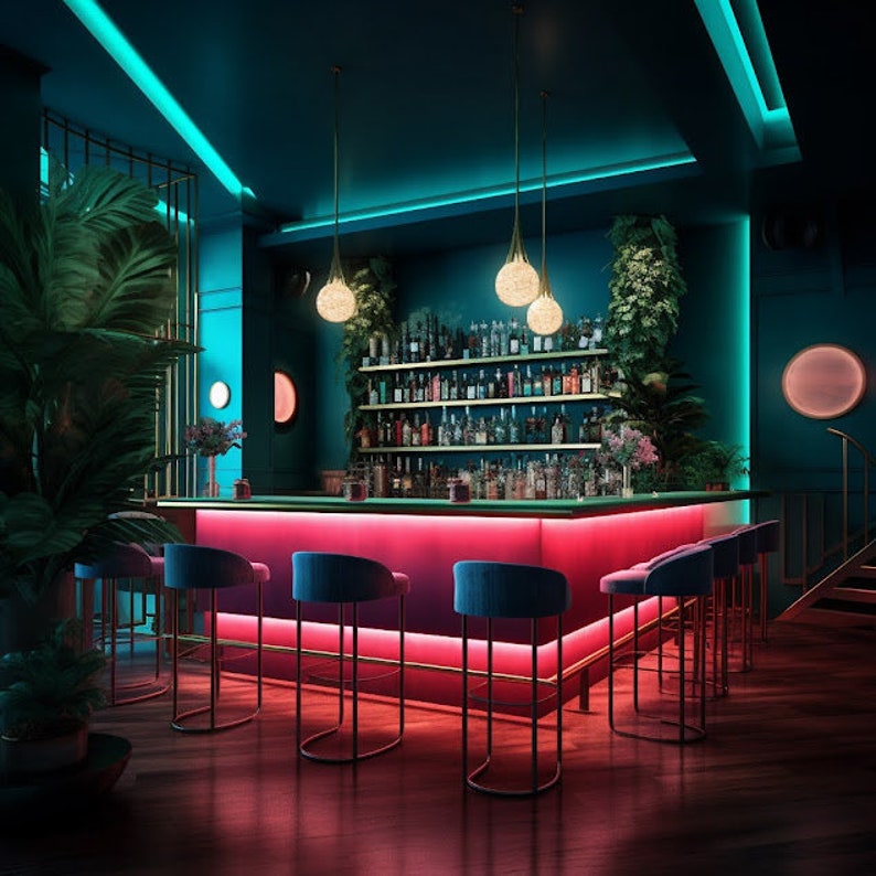 Retro Bar| Virtual Backgrounds| 10 Pack| Zoom, Google Meet, Skype ...