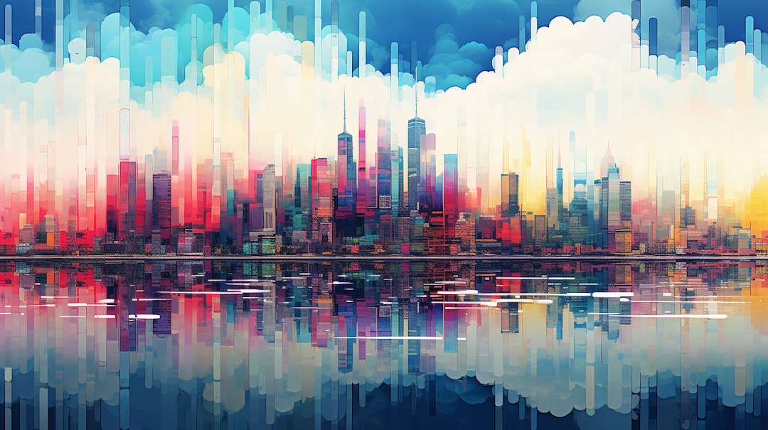 Glitchy Abstract Cityline Virtual Background Skype Zoom Webex Google ...