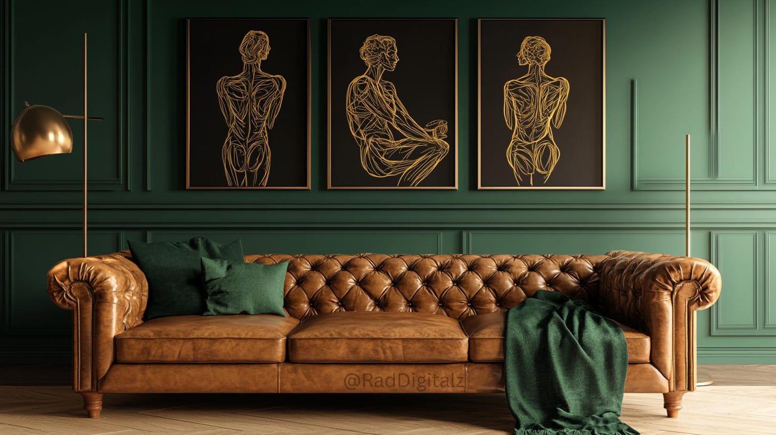 Green Lounge With Sofa Wall Art Virtual Backgrounds 3 Pack Zoom Skype ...