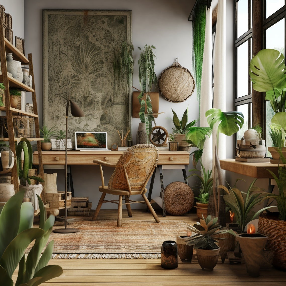 Boho Nature Office Virtual Backgrounds Plant Lovers Nature Lovers Chic ...