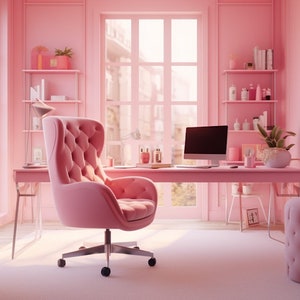 Pretty in Pink| Virtual Office Background With Shelves| 8 Pack Shelving ...