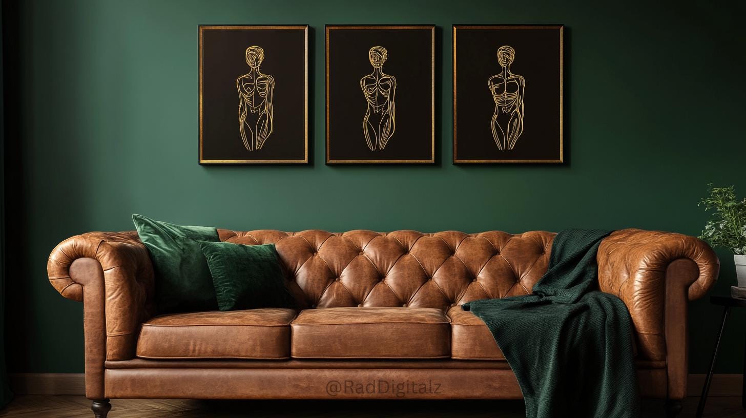 Green Lounge With Sofa Wall Art Virtual Backgrounds 3 Pack Zoom Skype ...