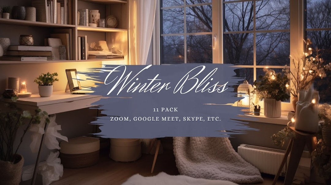 Virtual Backgrounds Office With Bookshelves Snowy Winter Fall Office ...