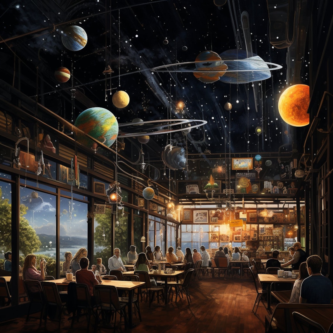 Planet Cafe| Virtual Backgrounds| 6 Pack| Zoom, Google Meet, Skype ...