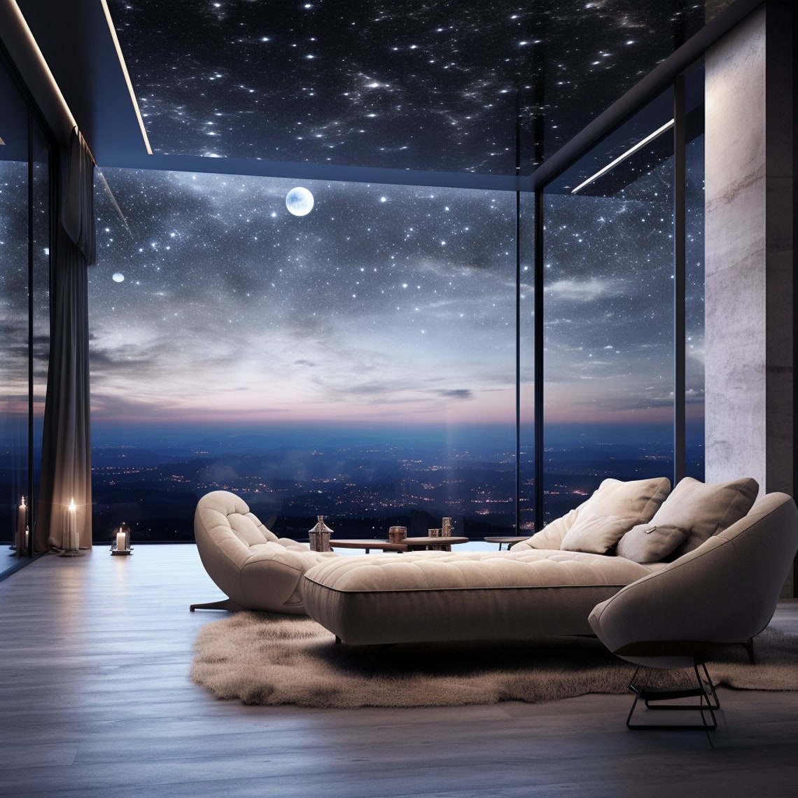 Galactic Room Virtual Backgrounds Modern Galaxy Room Stars Clouds ...