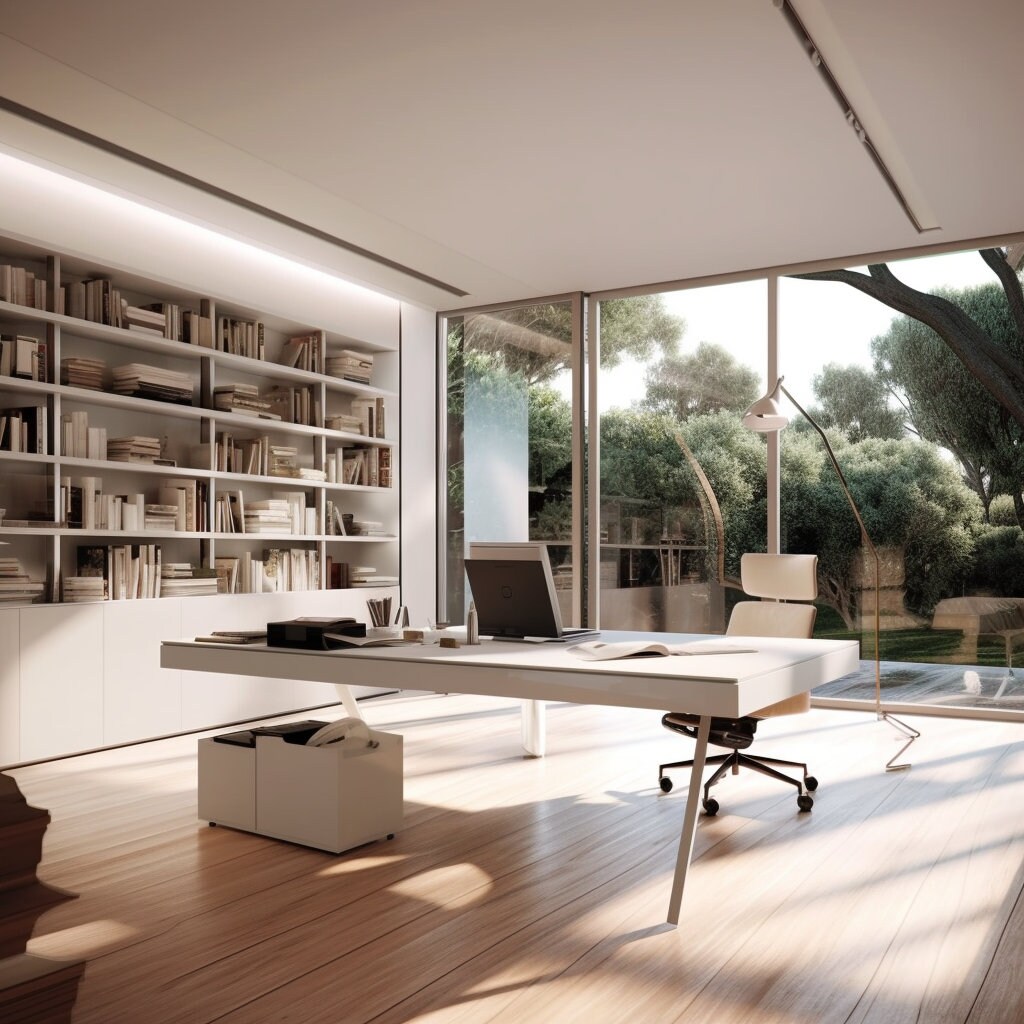 Modern Home Office With Bookshelves Virtual Backgrounds Luxury ...