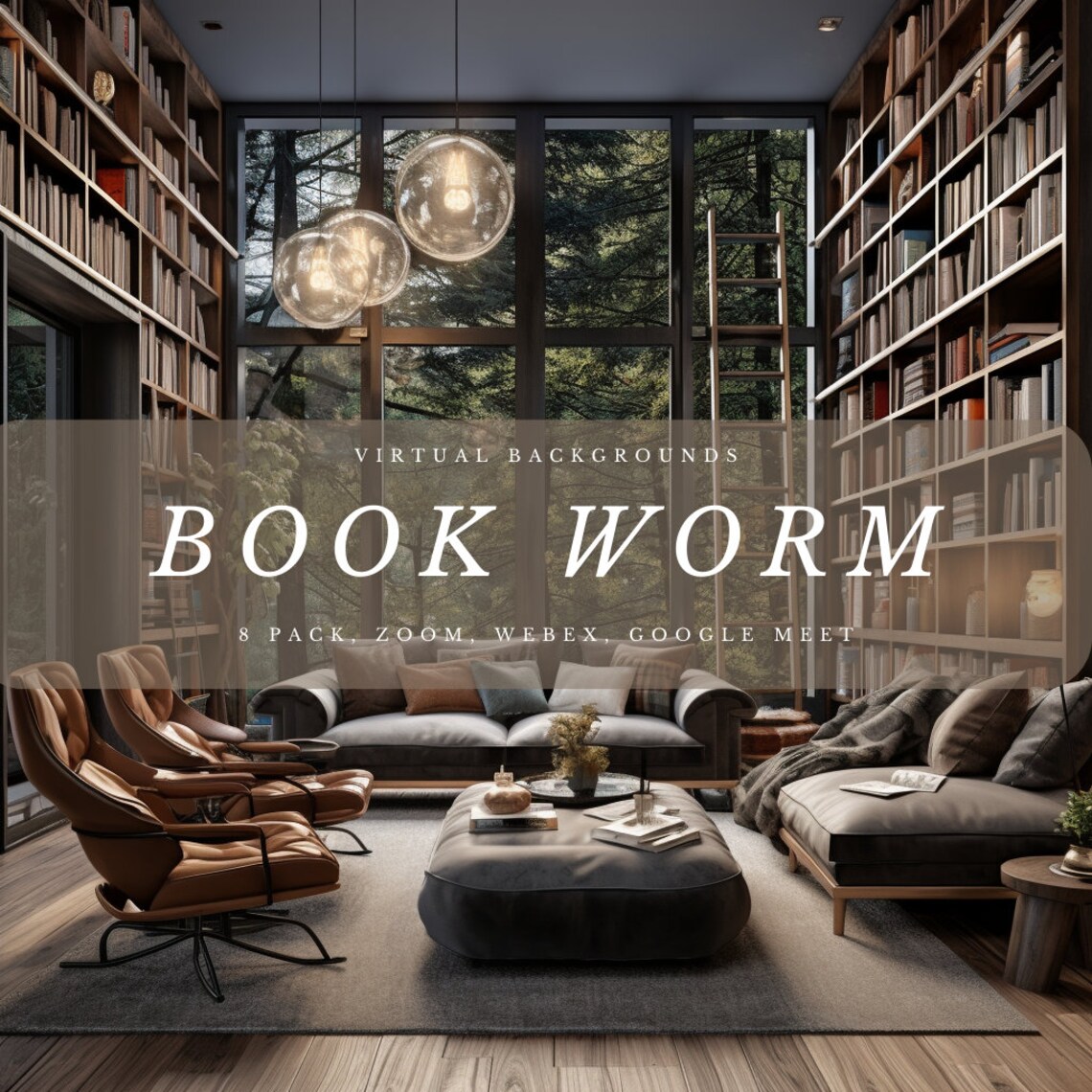 Modern Nook Bookshelf Virtual Backgrounds Professional Virtual Modern ...