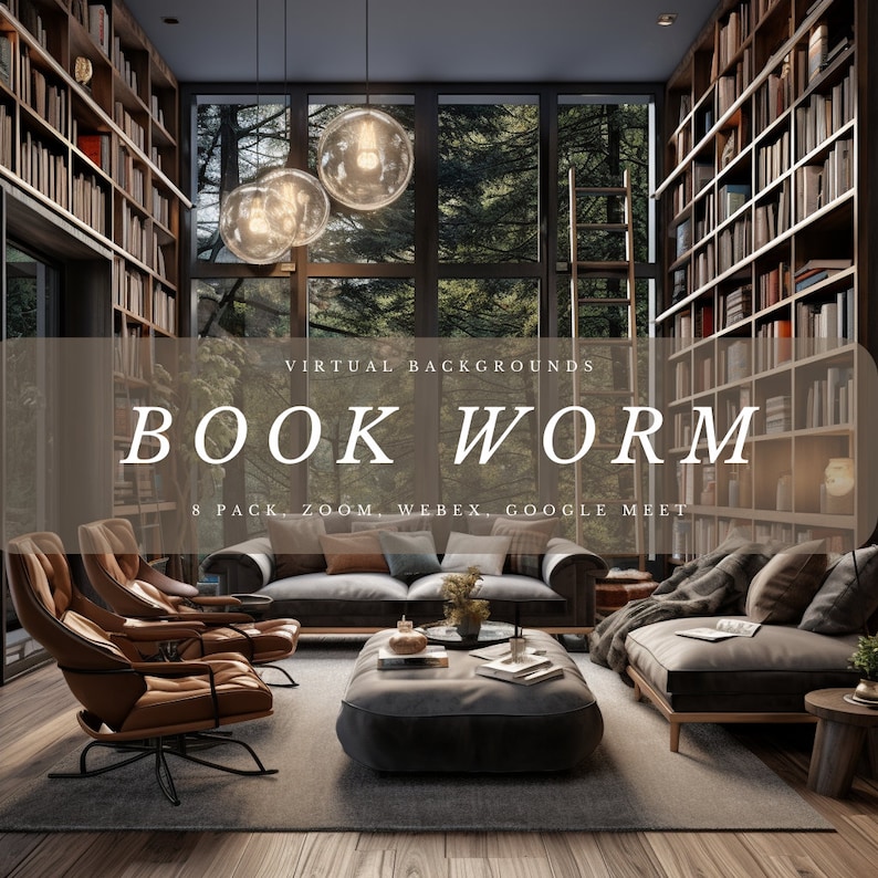 Modern Nook Bookshelf Virtual Backgrounds Professional Virtual Modern ...