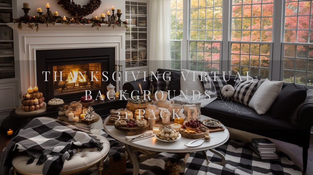 Thanksgiving Fall Virtual Backgrounds 31 Pack Zoom Skype Webex Google ...