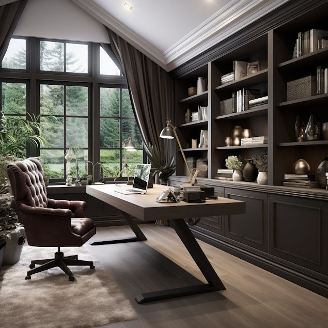 Cozy Office Virtual Background With Shelves 12 Pack Zoom, Google Meet ...