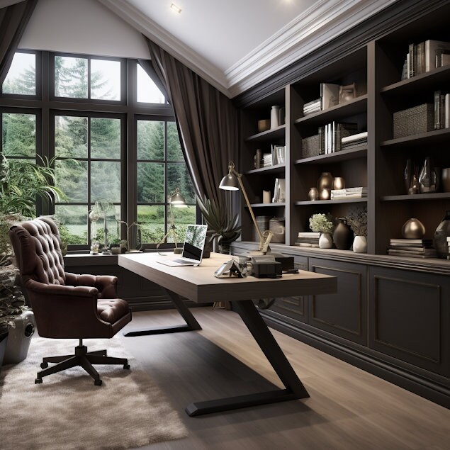 Cozy Office Virtual Background With Shelves 12 Pack Zoom, Google Meet ...