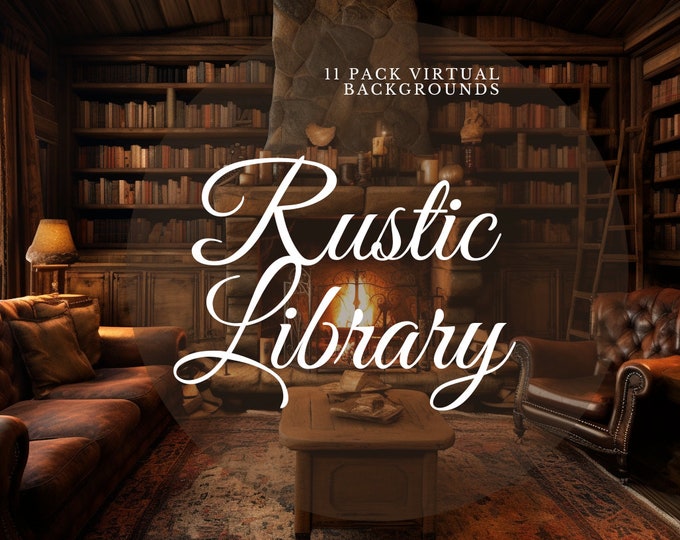 Cozy Office Virtual Background With Shelves 12 Pack Zoom, Google Meet ...