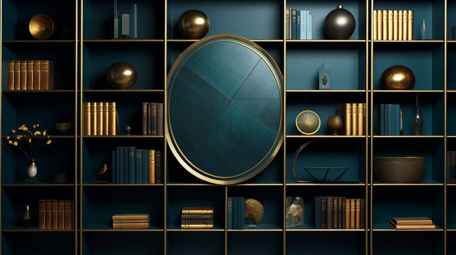 Teal Blue Luxe Library With Shelves Virtual Backgrounds 28 Pack Zoom ...