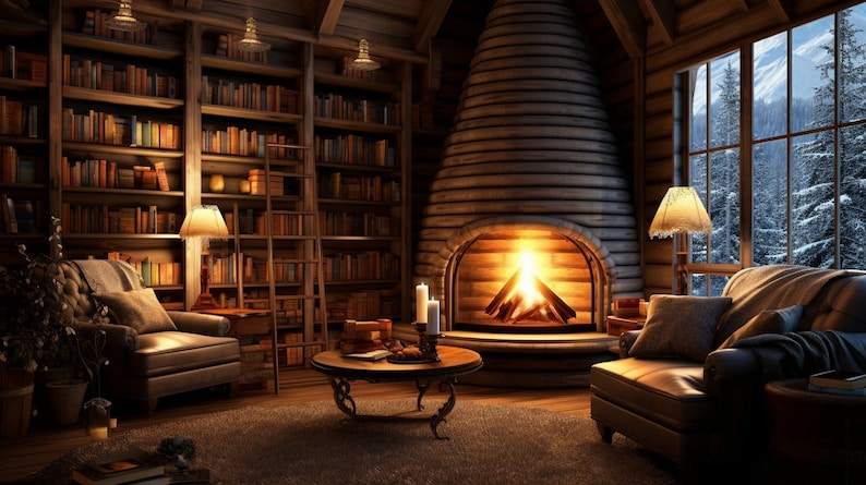 Rustic Library Virtual Backgrounds 11 Pack Zoom Background, Skype ...