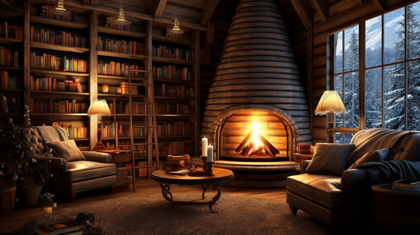 Rustic Library Virtual Backgrounds 11 Pack Zoom Background, Skype ...