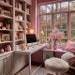 Pretty in Pink| Virtual Office Background With Shelves| 8 Pack Shelving ...
