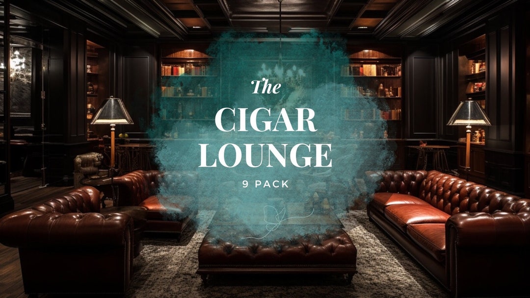 Cigar Lounge Virtual Backgrounds With Shelves 9 Pack Zoom, Google Meet ...