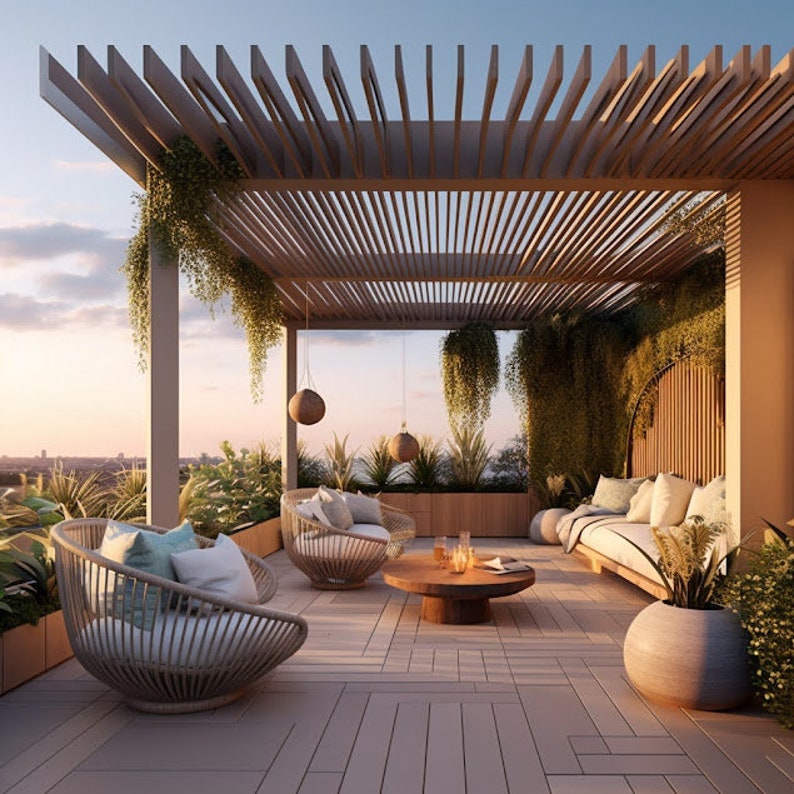 Modern Patio| 12 Pack| Virtual Backgrounds| Zoom, Google Meet, Skype ...