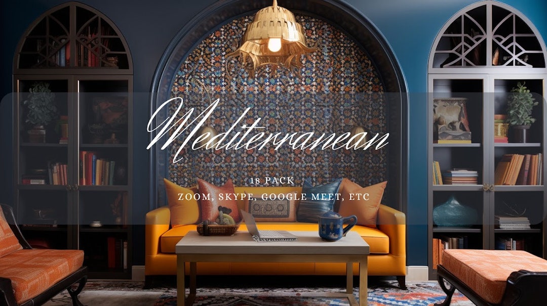 Mediterranean Home Virtual Backgrounds 18 Pack Living Room Professional ...