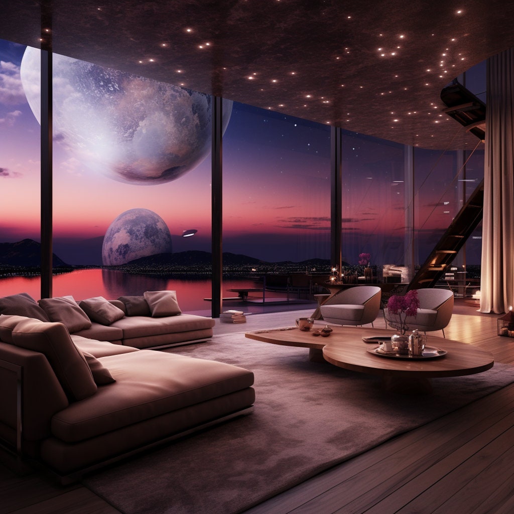 Galactic Room Virtual Backgrounds Modern Galaxy Room Stars Clouds ...