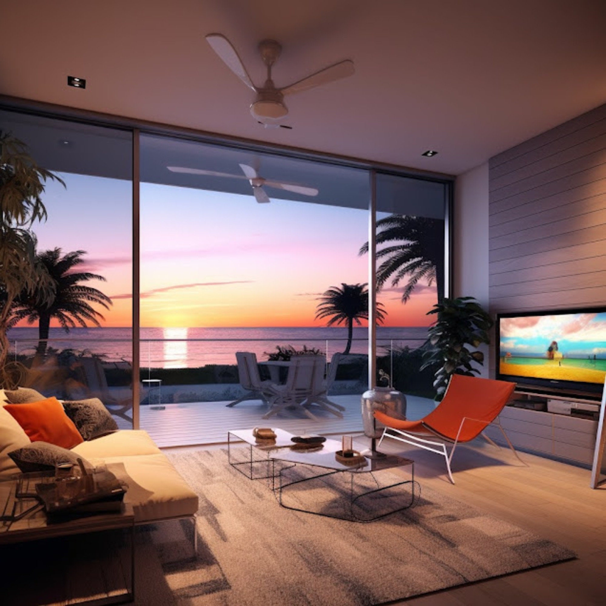 Sunset Paradise Living Room| Zoom Backgrounds |9 Count| Scenic View ...