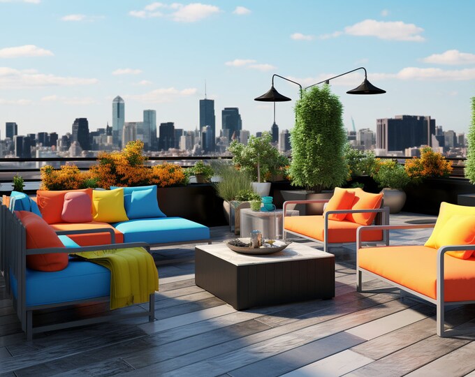 Modern Patio| 12 Pack| Virtual Backgrounds| Zoom, Google Meet, Skype ...