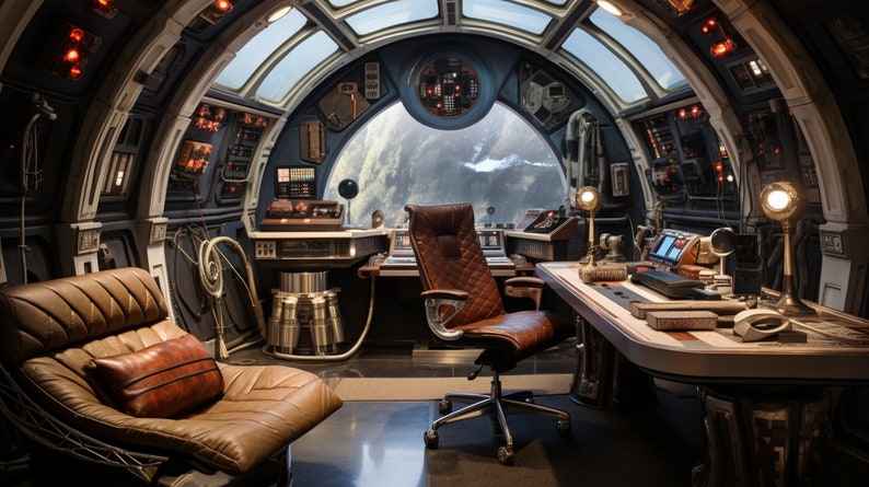 Star Wars Virtual Office Backgrounds Spaceship Bookshelves Lounge Chair ...