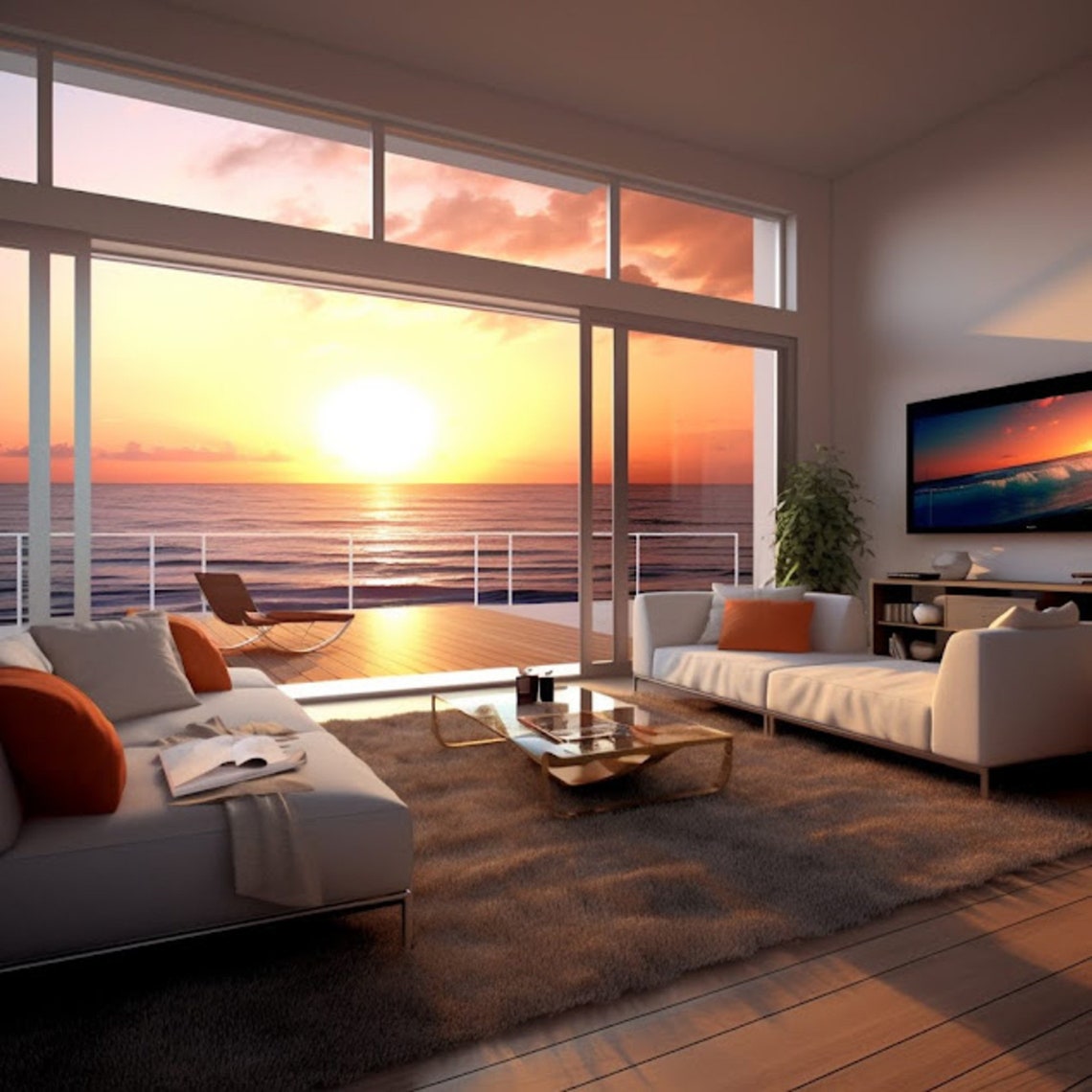 Sunset Paradise Living Room Zoom Backgrounds 9 Count Scenic View Sunset ...