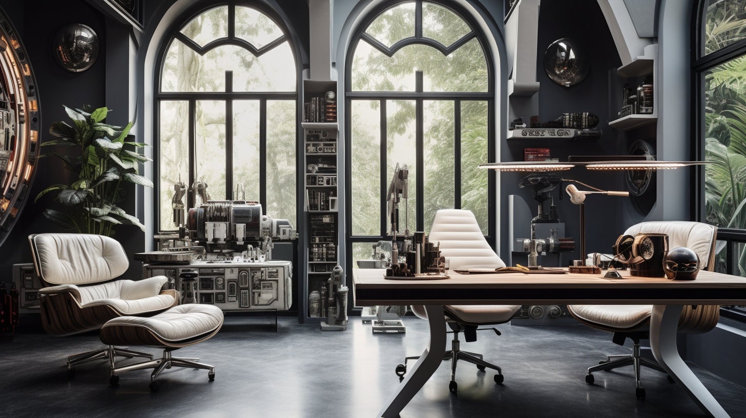 Star Wars Virtual Office Backgrounds Spaceship Bookshelves Lounge Chair ...