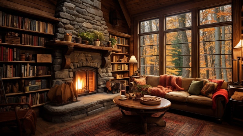 Rustic Library Virtual Backgrounds 11 Pack Zoom Background, Skype ...