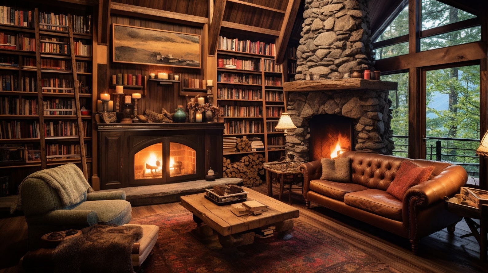 Rustic Library Virtual Backgrounds 11 Pack Zoom Background, Skype ...