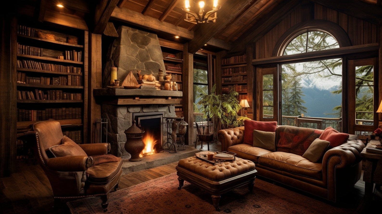 Rustic Library Virtual Backgrounds 11 Pack Zoom Background, Skype ...