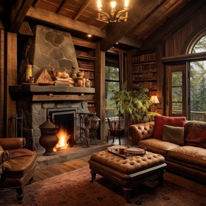 Rustic Library Virtual Backgrounds 11 Pack Zoom Background, Skype ...